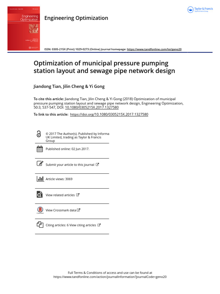 Optimization of municipal pressure pumping station layout and sewage pipe network design | PDF