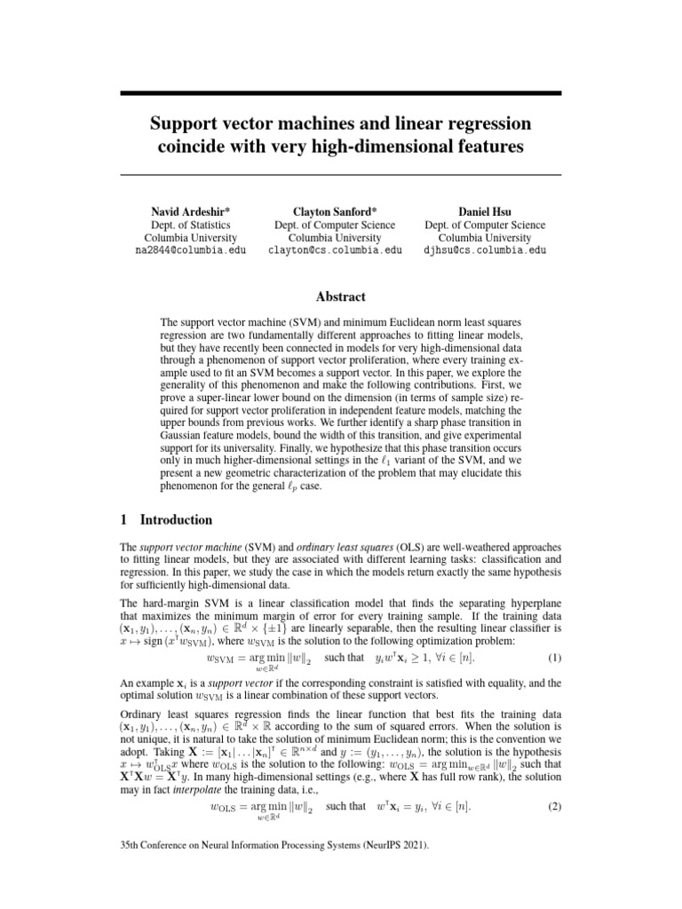 Support Vector Machines And Linear Pdf Support Vector Machine