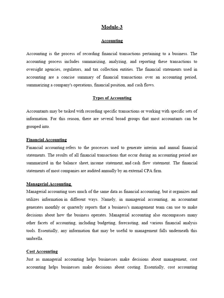 ED Note Module- 3 | PDF | Debits And Credits | Working Capital