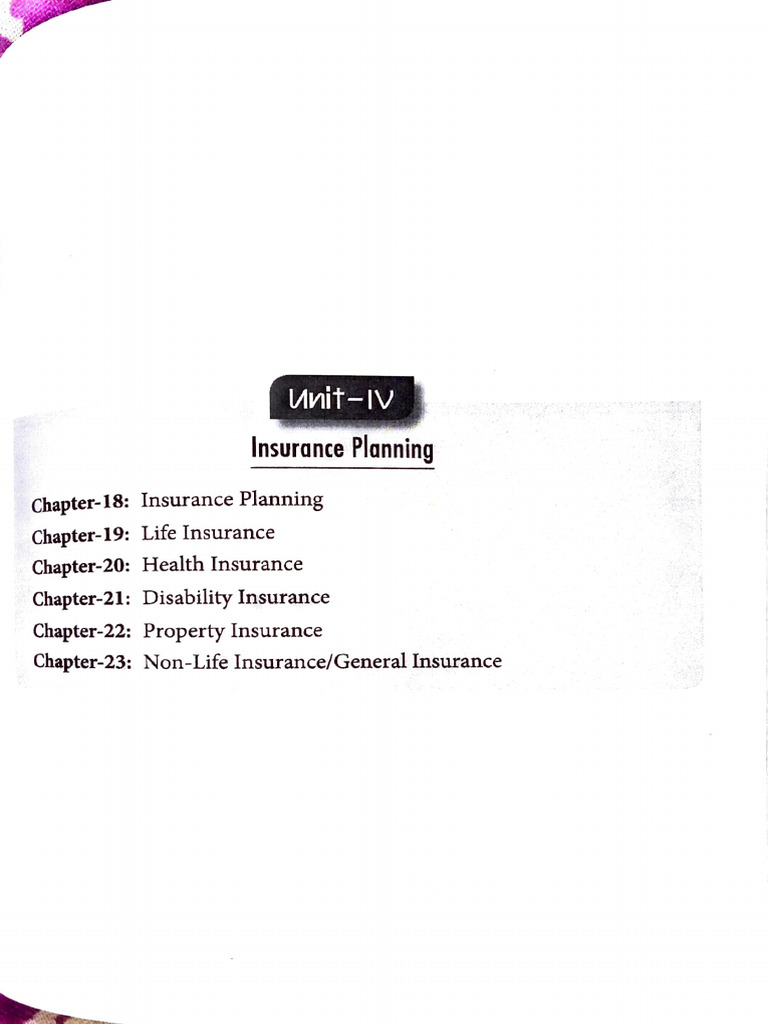 PF - Unit IV Insurance Planning | PDF