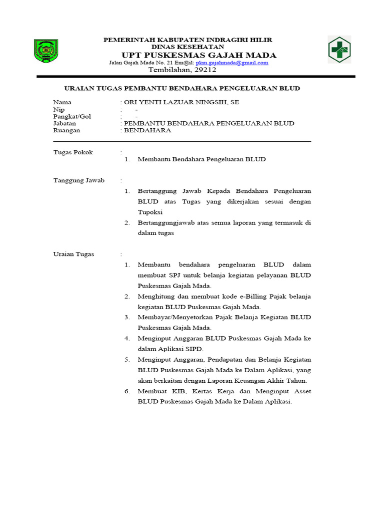 Contoh Uraian Tugas | PDF