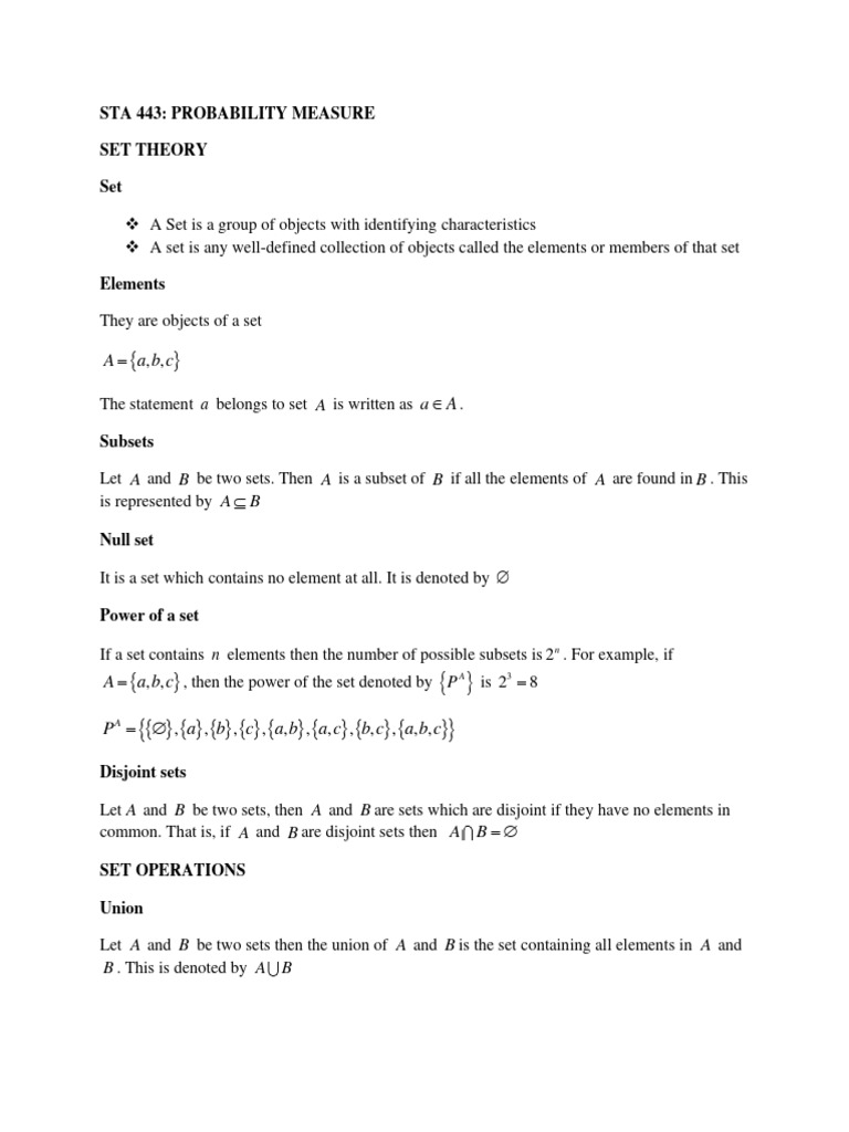 Sta 443 Lecture Notes | PDF