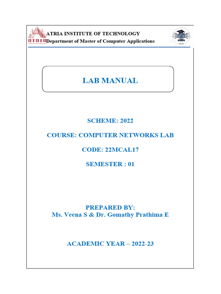 22mcal17 CN Lab Manual | PDF | Computer Network | Transmission Control Protocol