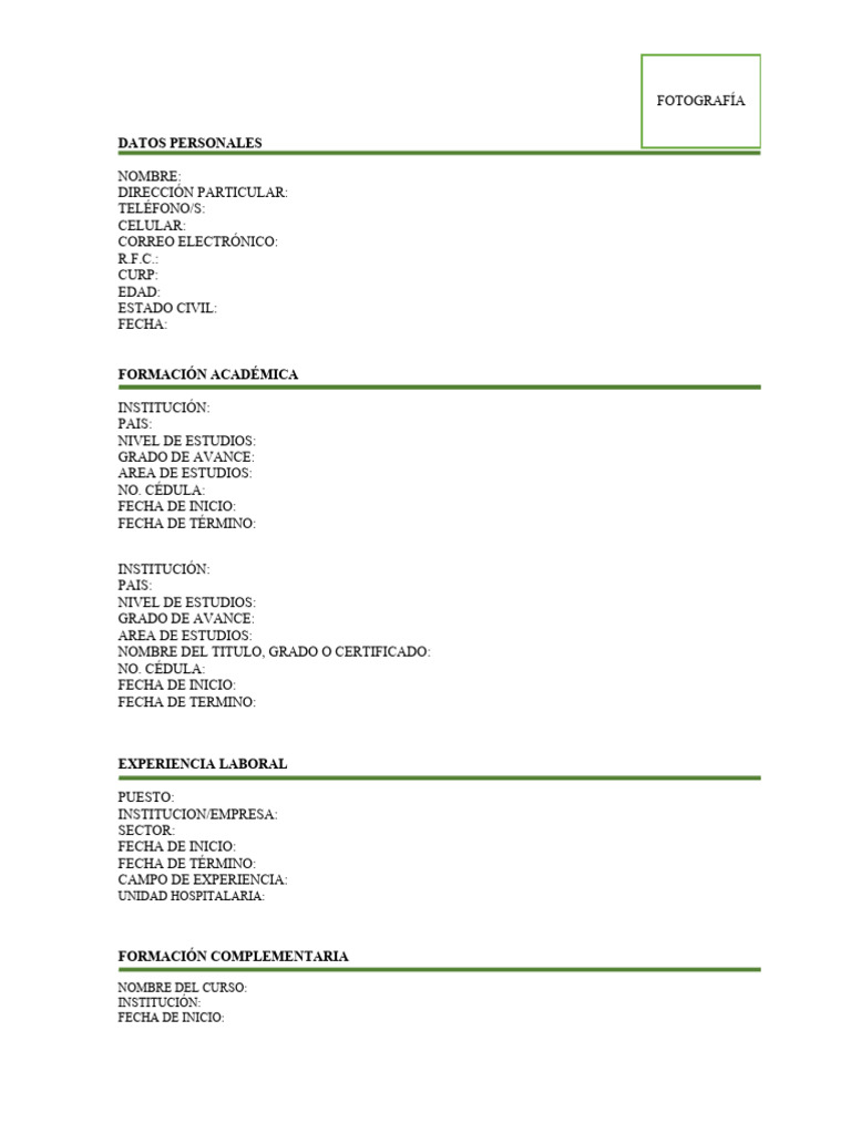 CV Editable Imss-Bienestar | PDF