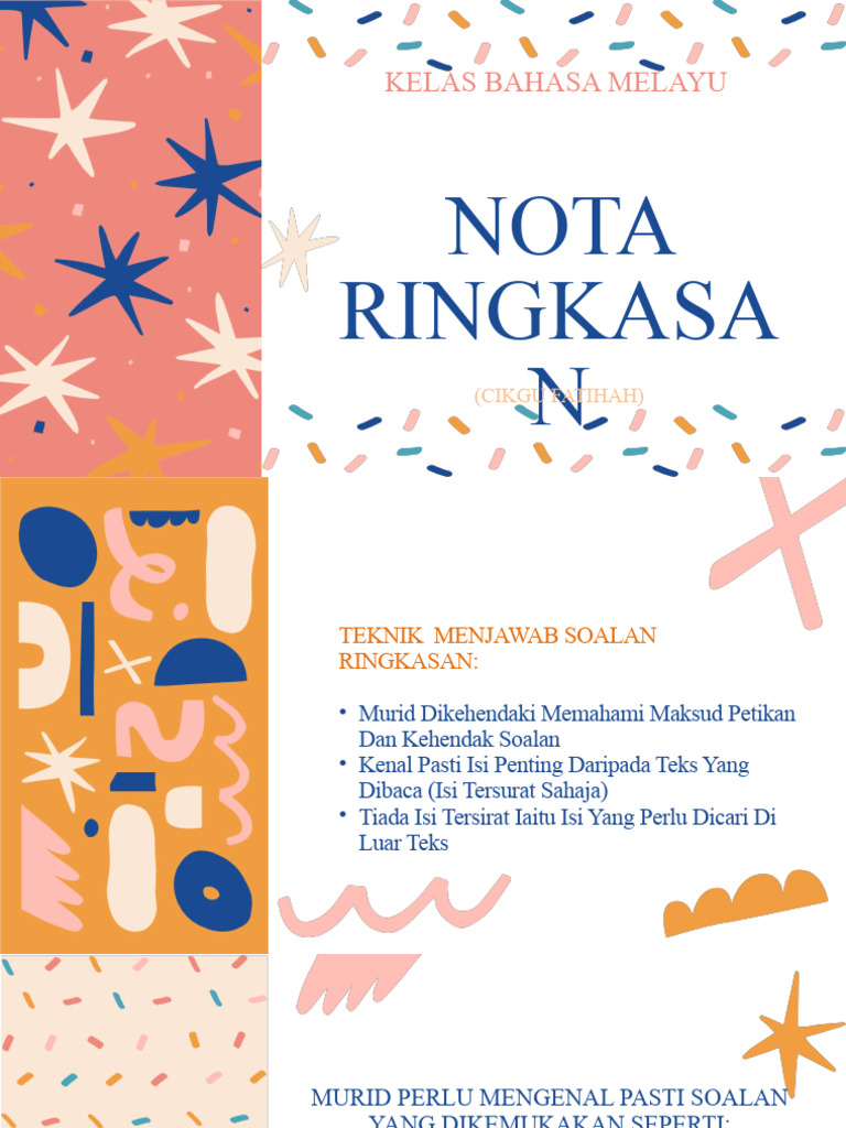 Nota Ringkasan Kelas BM 1K | PDF