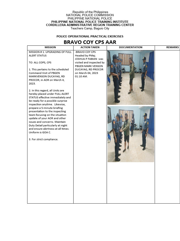 Police Operational Exercises AAR Summary | PDF | Government | Law ...
