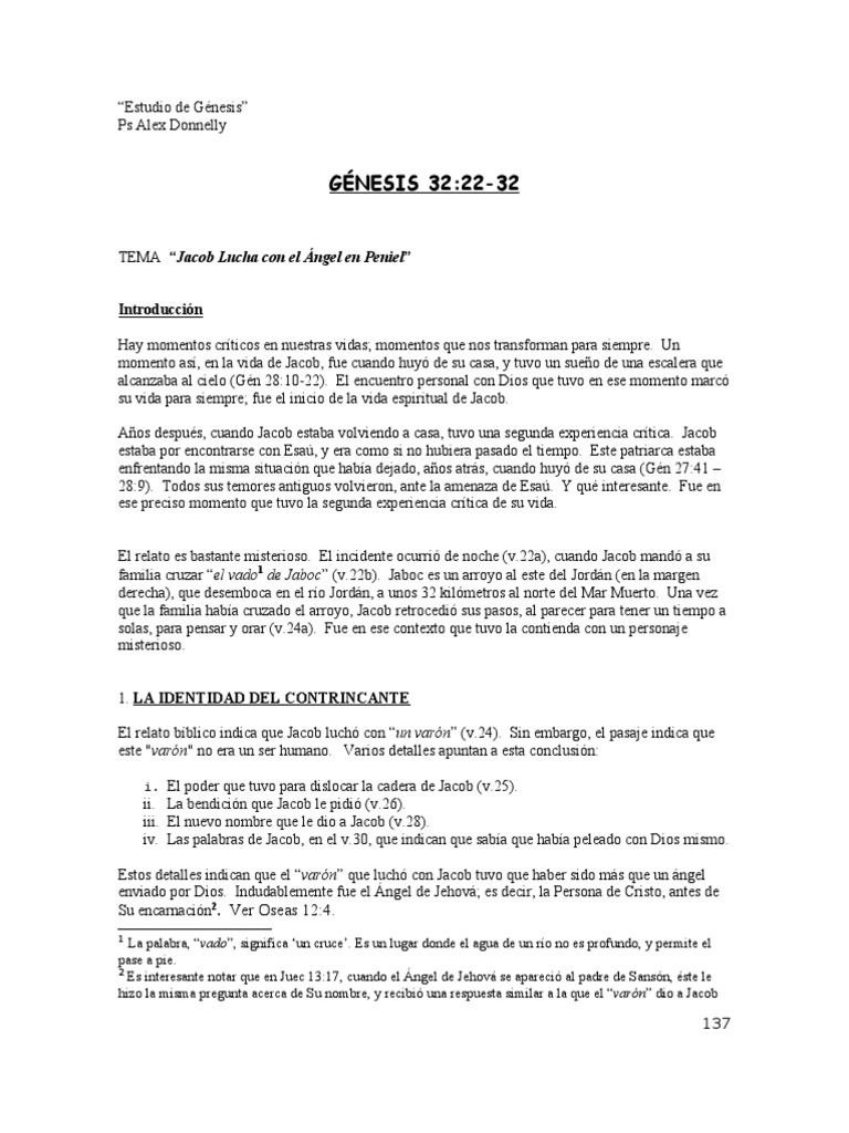 Estudio De Genesis 32 22 Al 32 32 Pdf Jacob Oración