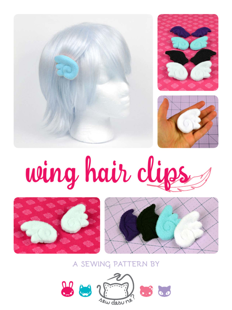 Winged Hair Clips Sewing Pattern | PDF | Sewing | Seam (Sewing)