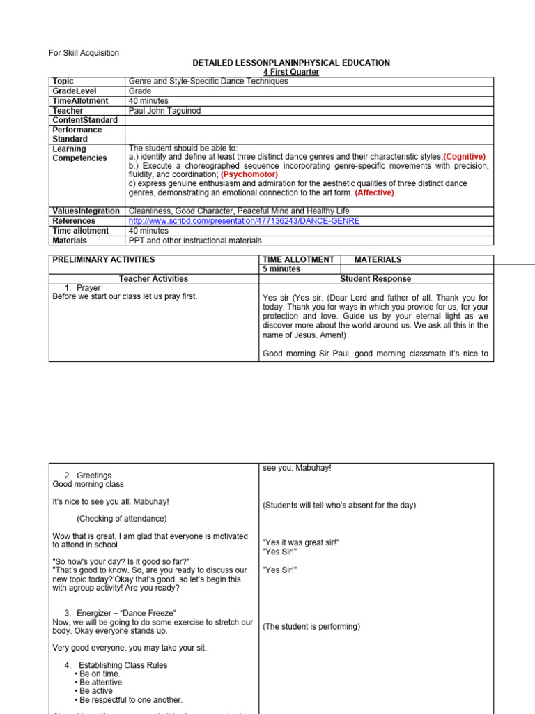 Genre and Style-Specific Dance Techniques | Download Free PDF | Dances ...