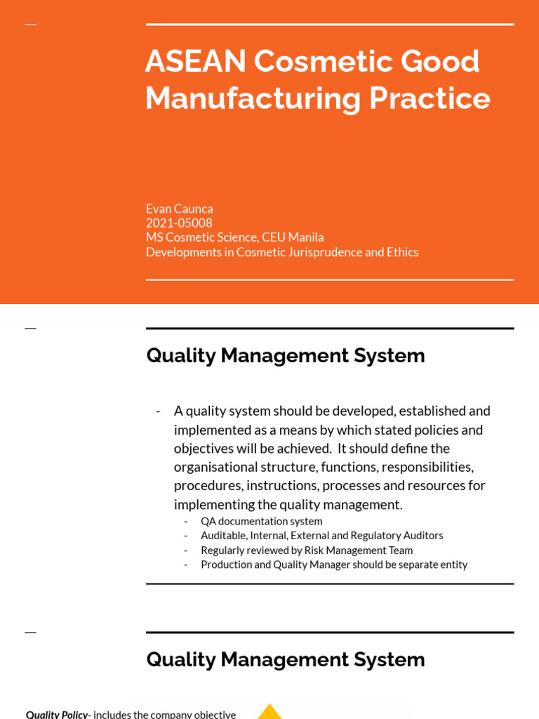 ASEAN Cosmetic GMP - Evan | PDF | Quality Management System | Warehouse