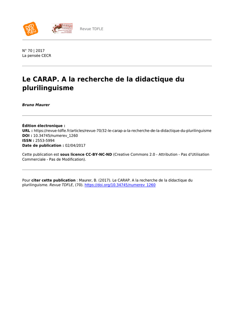 Bruno Maurer - Le CARAP - À La Recherche de La DP (2017) | PDF