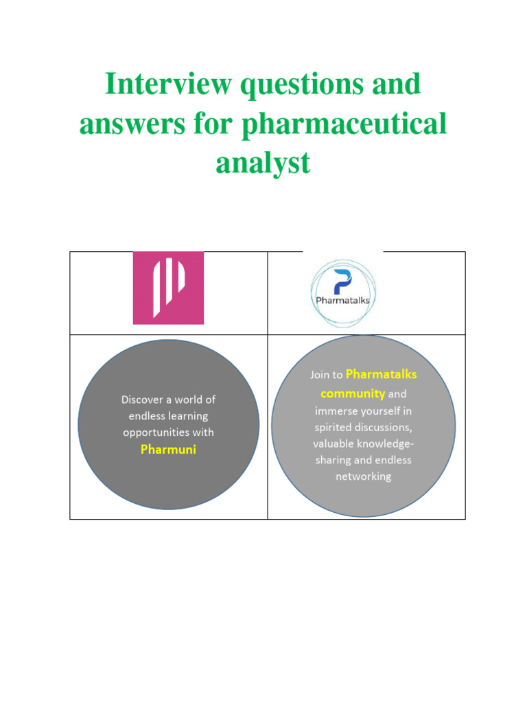 Interview Questions and Answers For Pharmaceutical Analyst | PDF