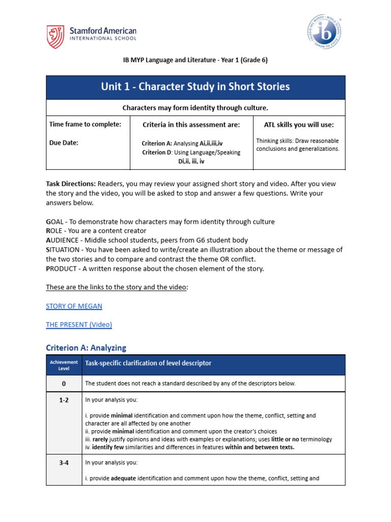 SARA S Copy of Grade 6 LL Summative Assessment 1 Unit 1 Character ...