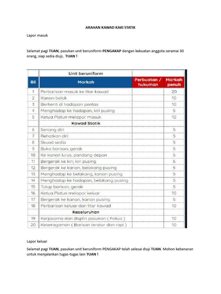 ARAHAN KAWAD KAKI STATIK | PDF
