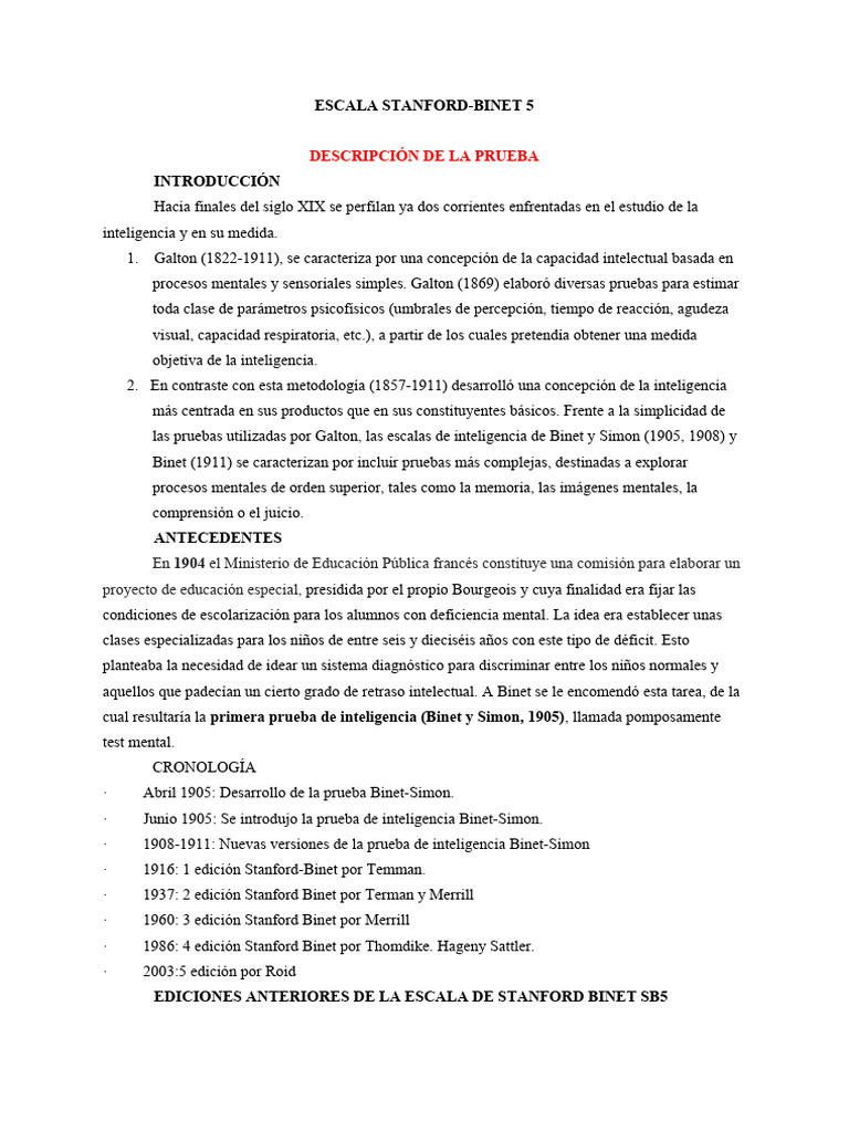 Escala Stanford-Binet 5 | PDF