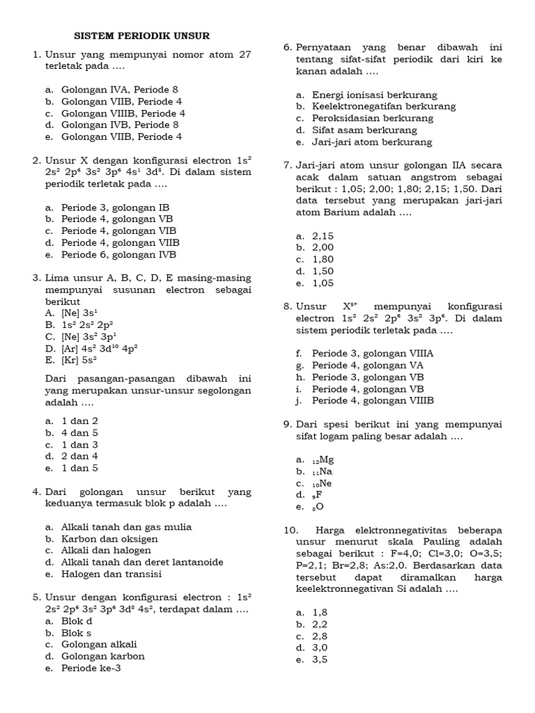 Sistem Periodik Unsur | PDF | Sains & Matematika