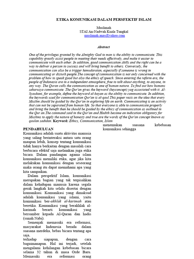 ID Etika Komunikasi Dalam Persfektif Islam | PDF