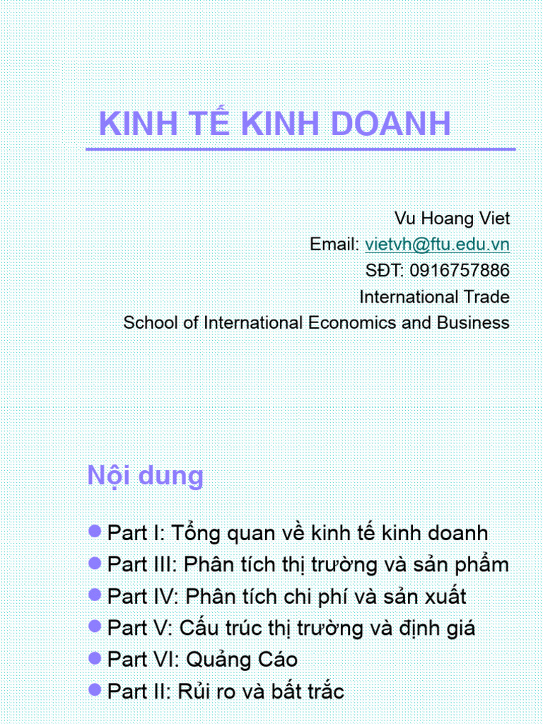 Kinh tế kinh doanh FTU | PDF