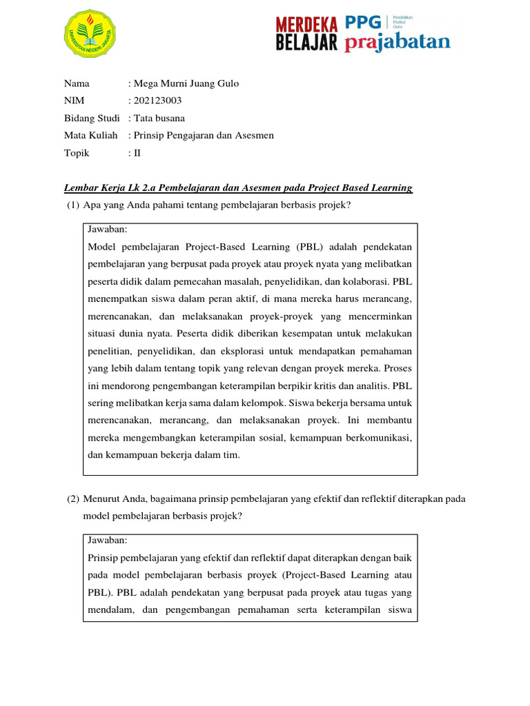 Rancangan Pembelajaran PBL di SMK | PDF
