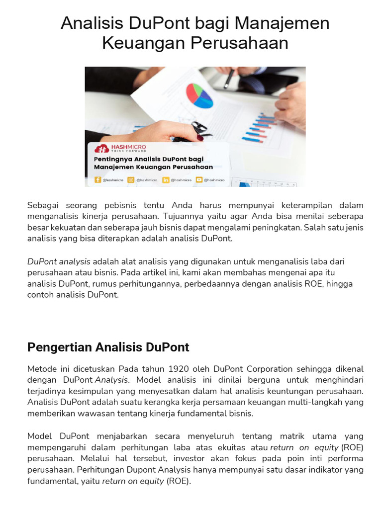 Analisis DuPont, Coomon Size Dan Indeks Bagi Manajemen Keuangan Perusahaan | PDF | Bisnis