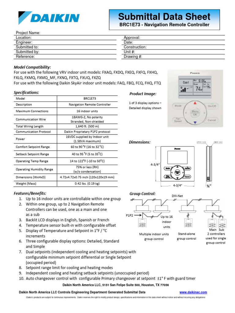 BRC1E73 Submittal | PDF