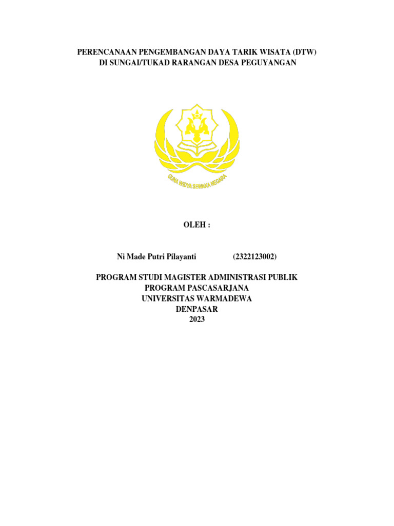 4 - Makalah Perencanaan Pengembangan DTW Tukad Rarangan Pgy | PDF