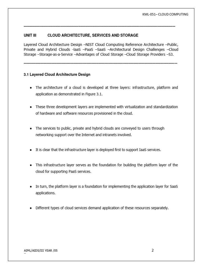 Cloud Computing Unit 3 | PDF | Cloud Computing | Software As A Service Cloud Computing Unit 3 | PDF | Cloud Computing | Software As A Service