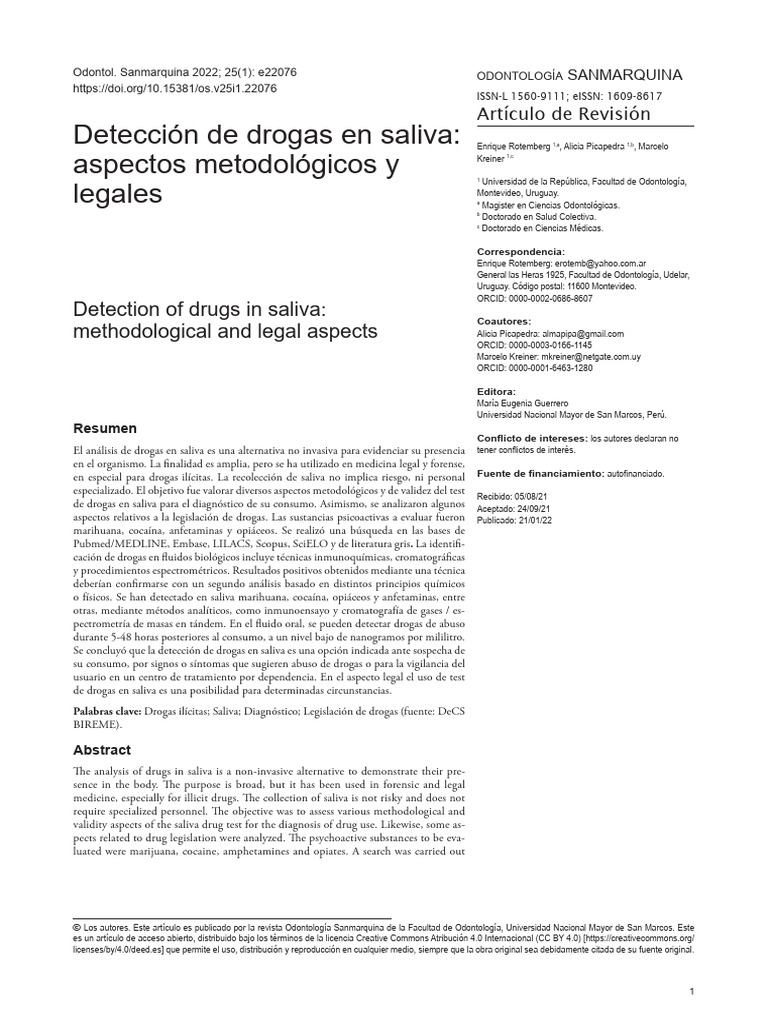 Detección de drogas en saliva | PDF | La dependencia de sustancias | Cannabis (Droga)