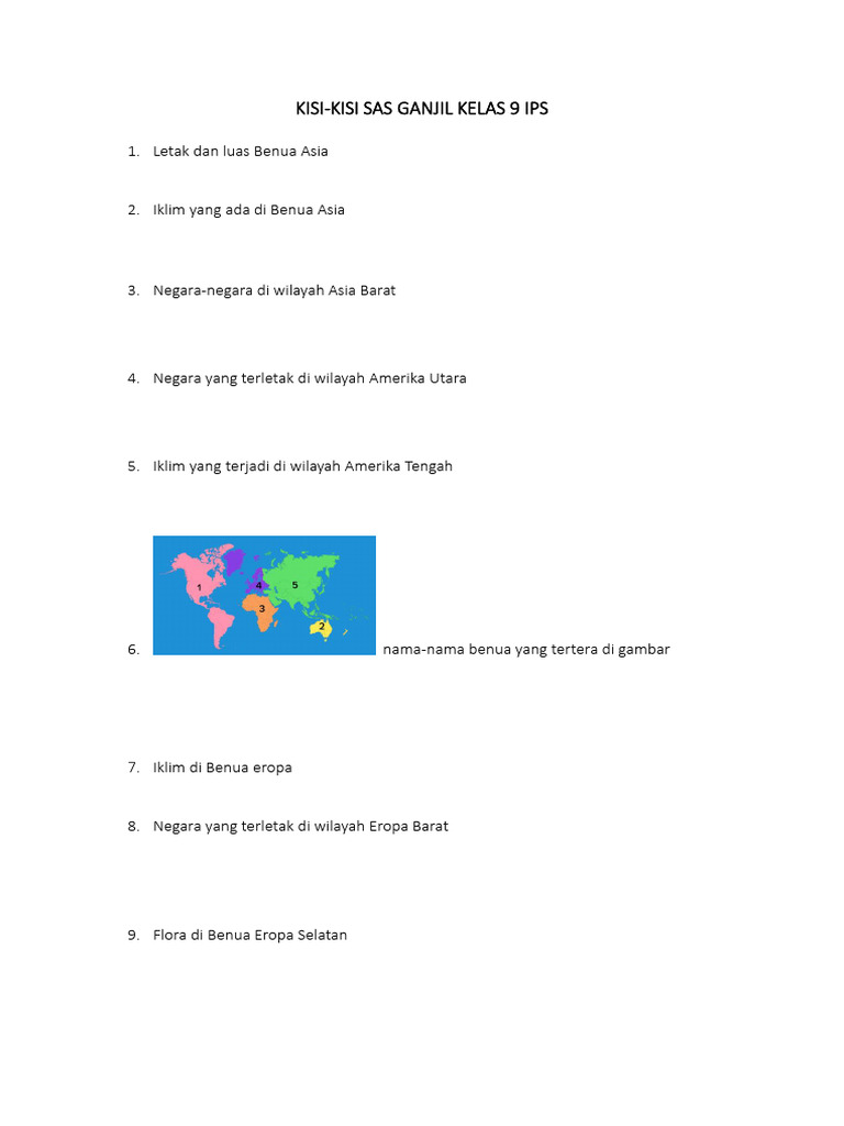 Kisi-Kisi PAS IPS KELAS 9 SMP AL Ikhlas 2023-2024 | PDF