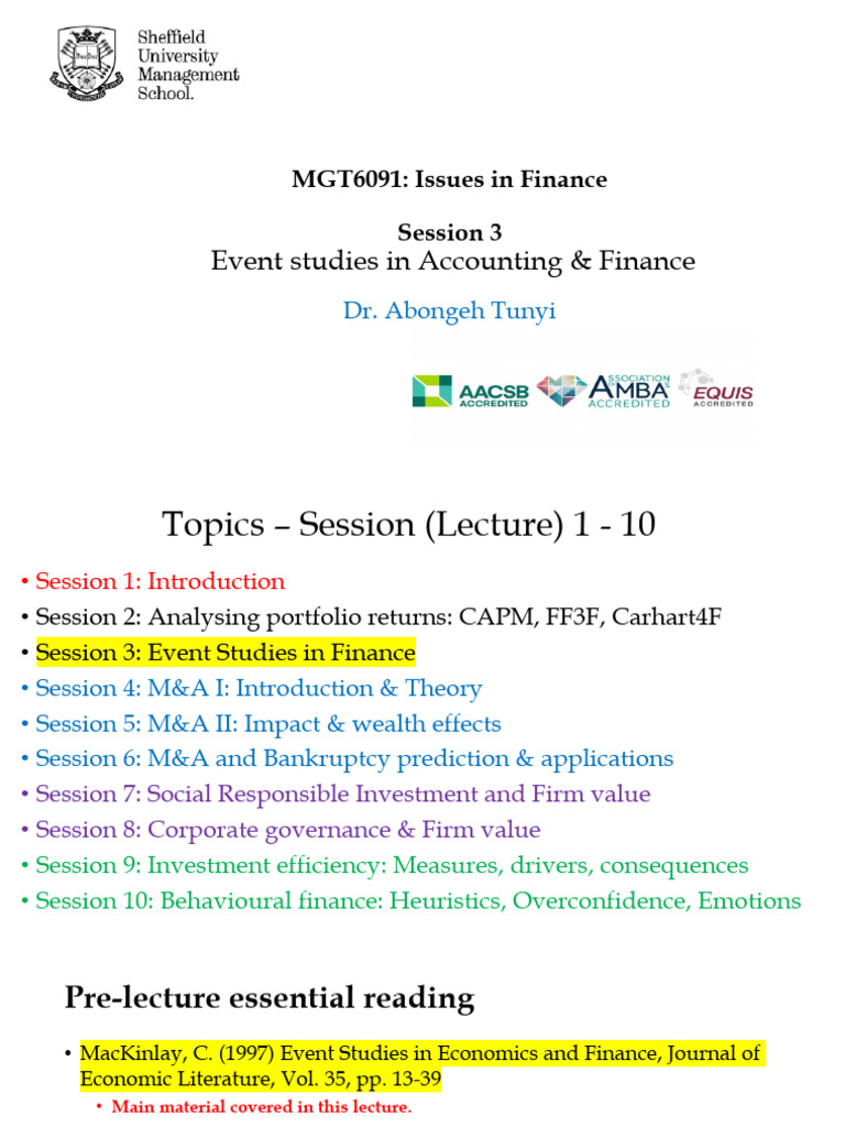 Session 3 Event Studies | PDF