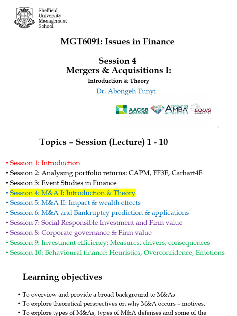 Session 4 M&A I - Theory | Download Free PDF | Mergers And Acquisitions ...