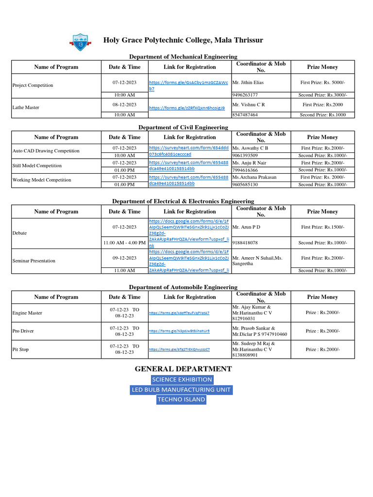 HG Polytechnic Technical Programme List | PDF | Physical Sciences ...