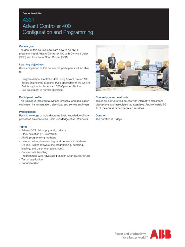 Course Outline A331 - Advant Controller 400 Configuration and Programming | PDF