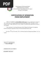 Certificate of Separation From Employment - SSS | PDF