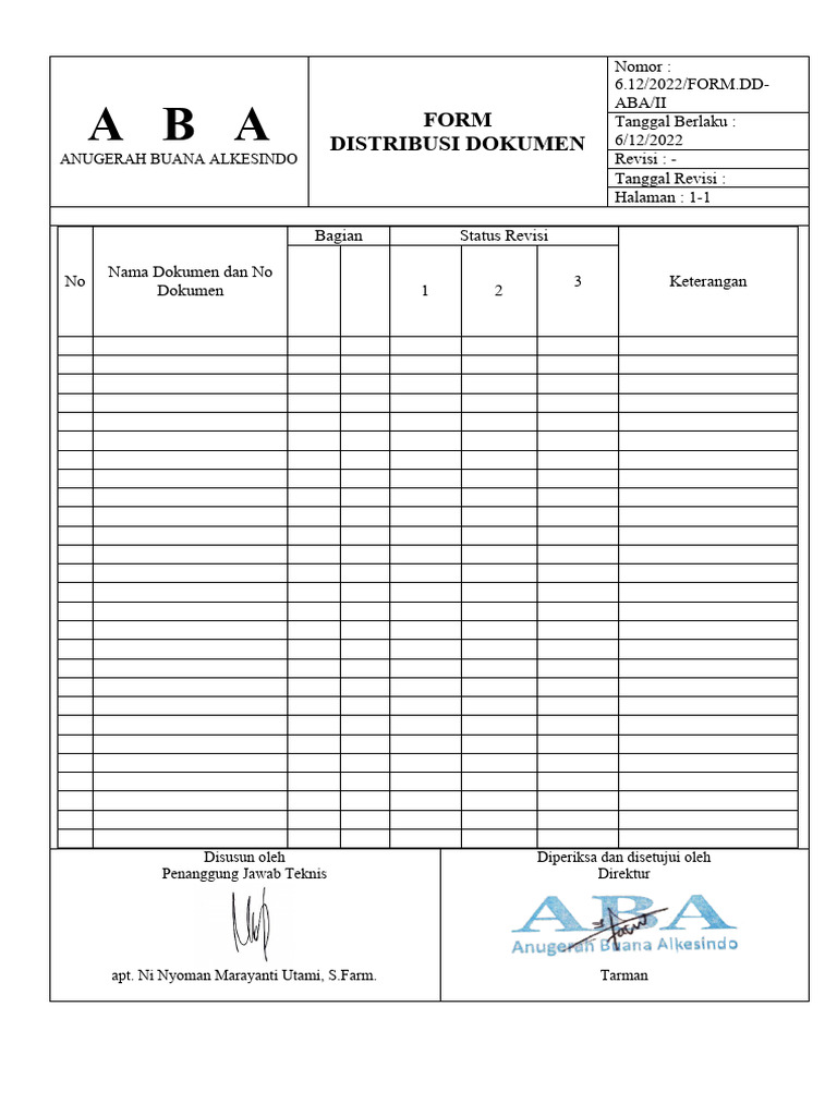 Form Distribusi Dokumen | PDF