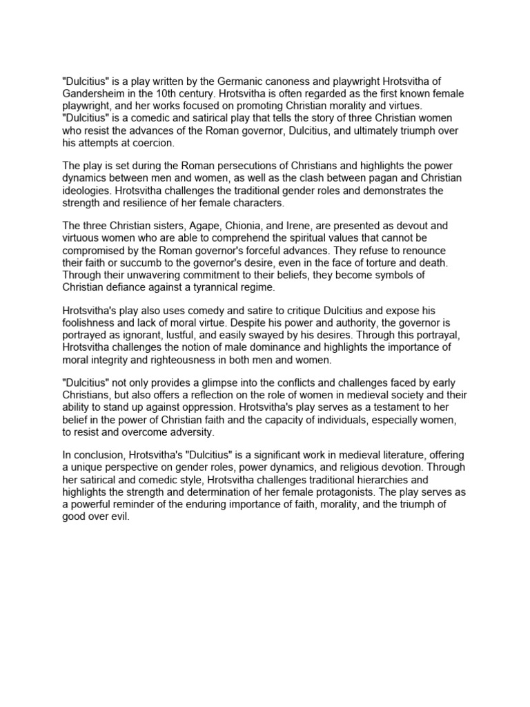 Reading Presentation 3 - Dulcitius | PDF