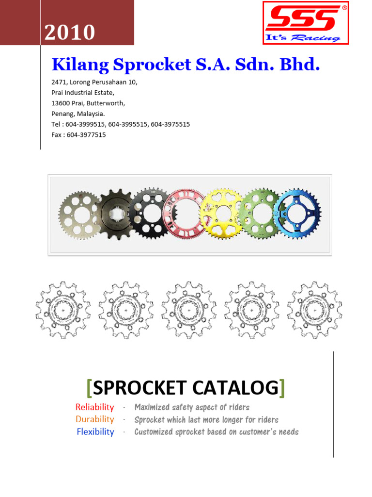 Sprocket Catalog 2010: Models & Specs | PDF
