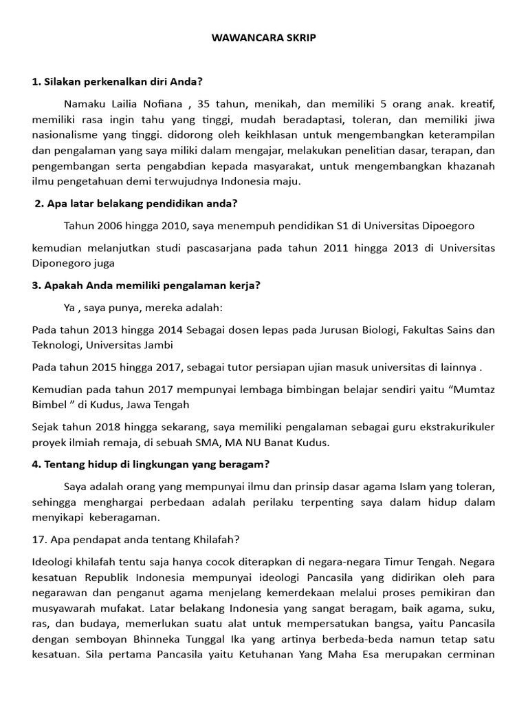 SCRIPT INTERVIEW InDO update | PDF