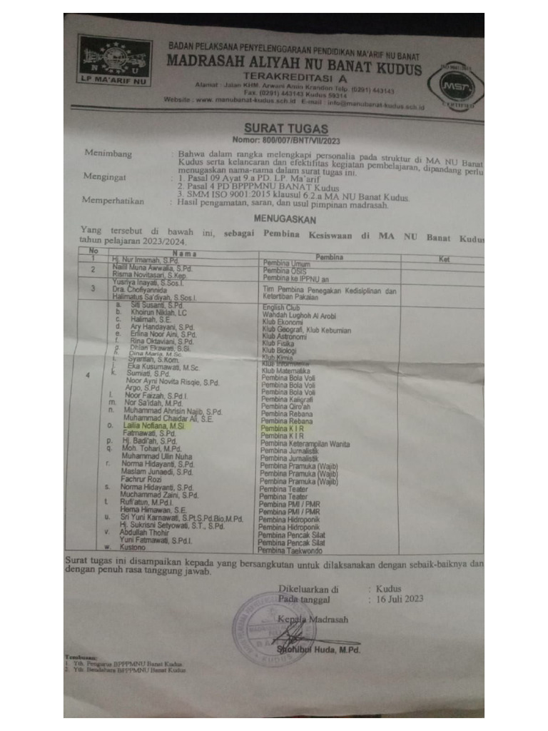 Surat Tugas Kir Ma | PDF