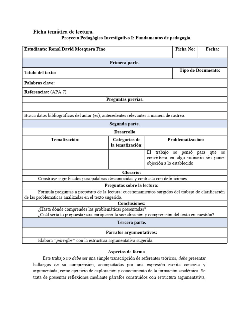 Ficha Temática de Lectura | PDF | Cognición | Ciencia cognitiva