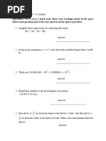 Year 7 Algebra Formative Test | PDF | Equations | Elementary Mathematics