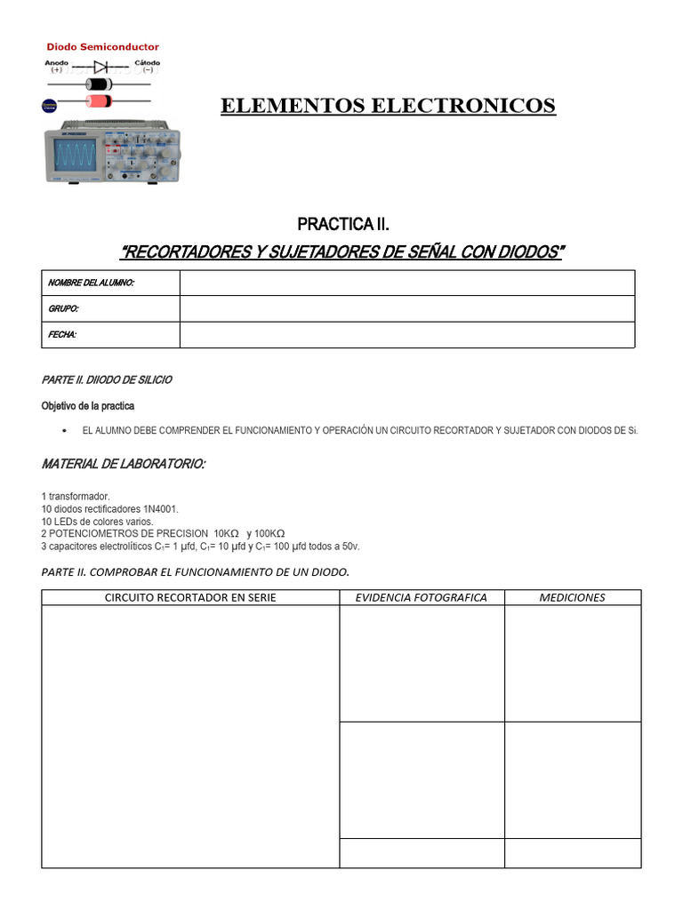 Practica II DIODOS SEMICONDUCTORES | PDF