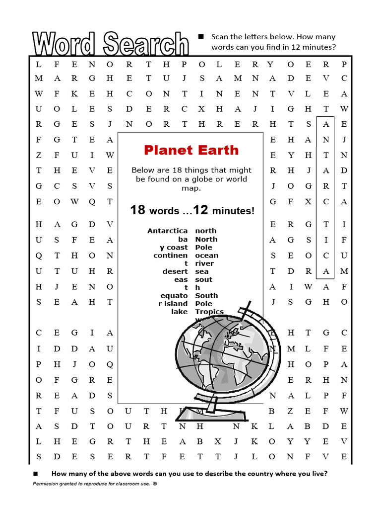 Wordsearch Planetearth | PDF | Physiographic Divisions | Global Natural ...