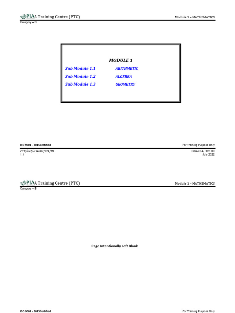 PIA B - Basic - Module 1.1 (MATHS) Arithmetic | PDF