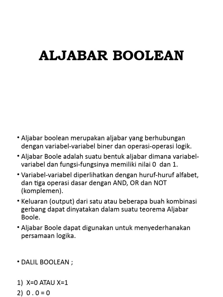 Pengenalan Aljabar Boolean dan Operasi Logika | PDF