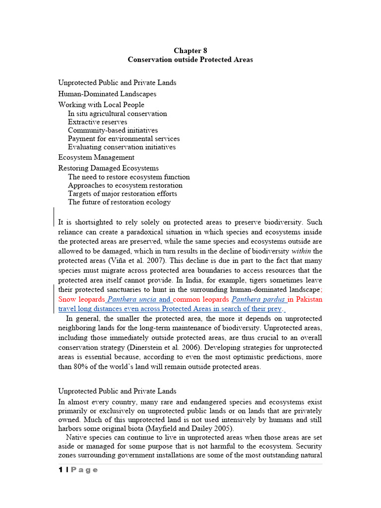 Chapter - 8 - Conservation Outside Protected Areas | PDF