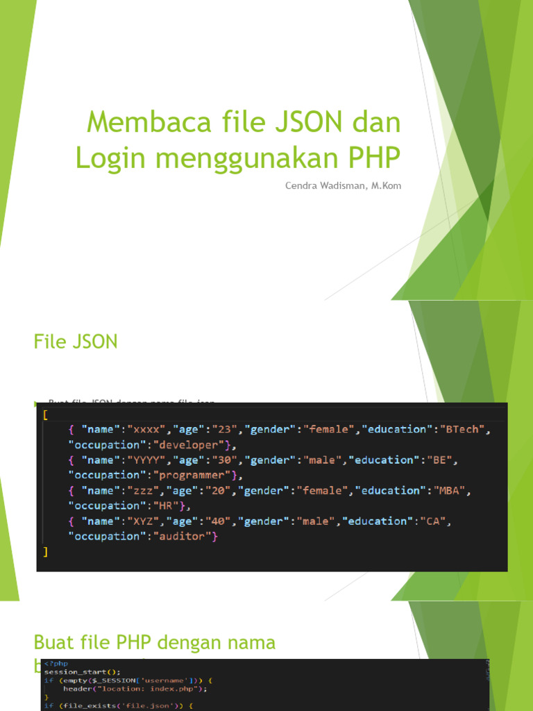 Membaca File JSON Dan Login Menggunakan PHP | PDF
