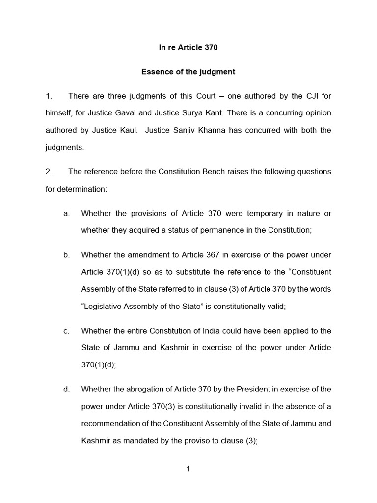 Article 370: Constitutional Validity Issues | PDF | Government | Governance