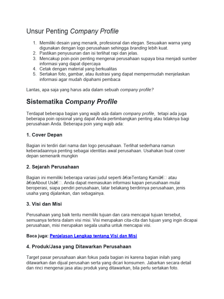 syarat profil company | PDF