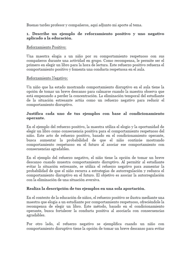 Tareas f4x | Descargar gratis PDF | Reforzamiento | Comportamiento